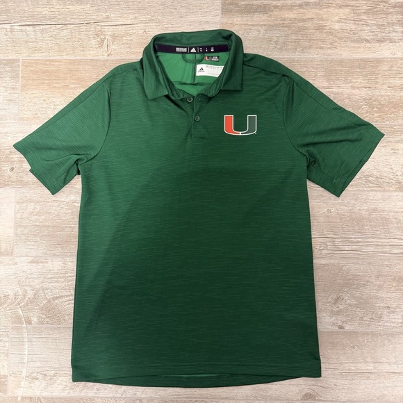 adidas | Shirts | University Of Miami Hurricanes Adidas Green Polo Mens ...